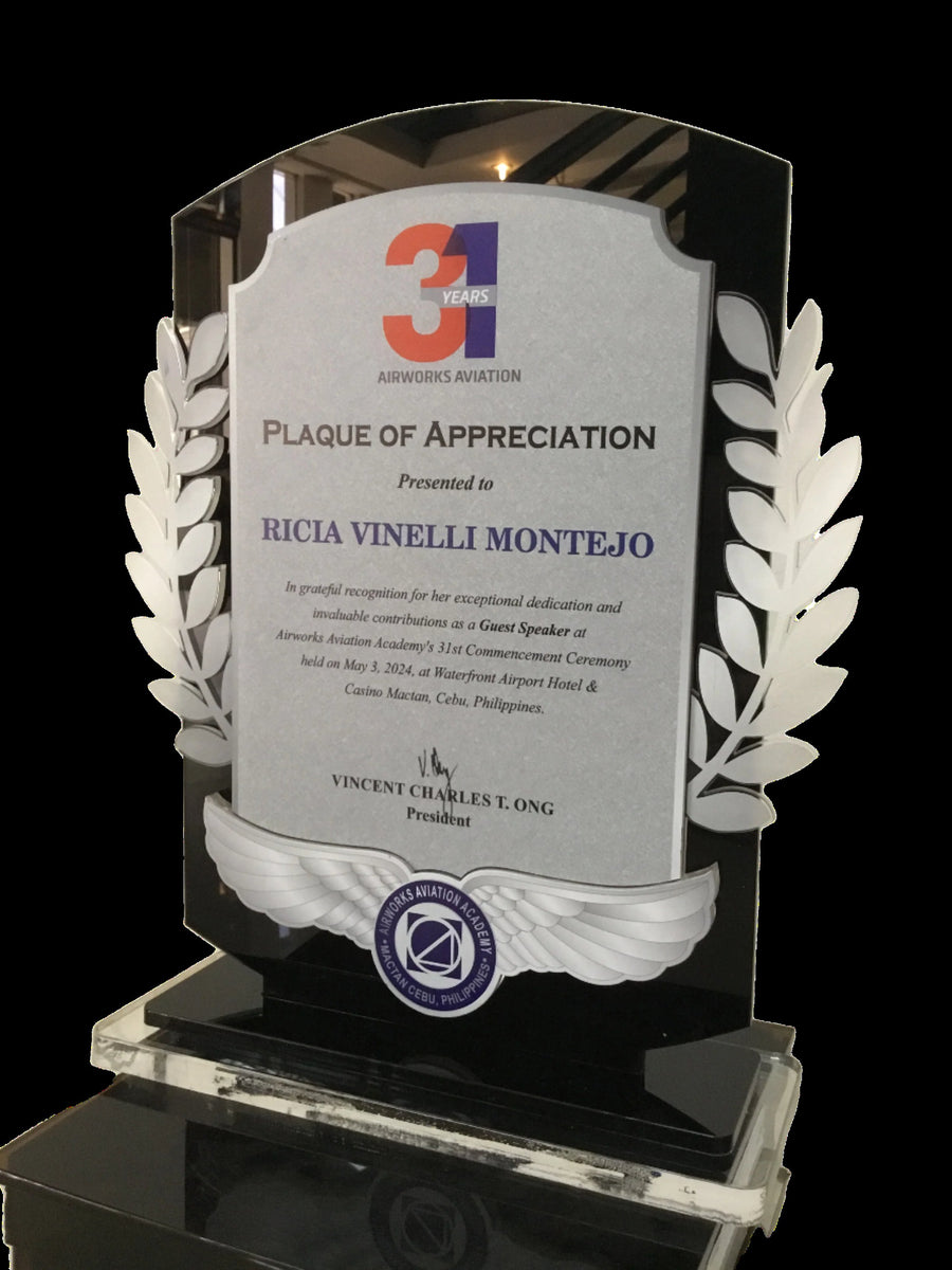 Airworks Aviation Wooden Plaque of Appreciation – Suarez Arts
