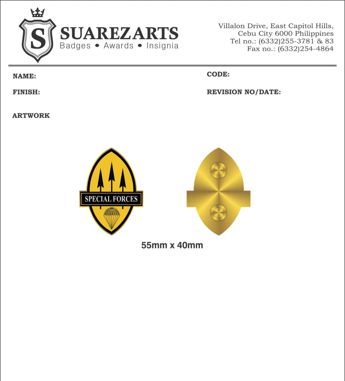 Special Forces Pin Suarez Arts