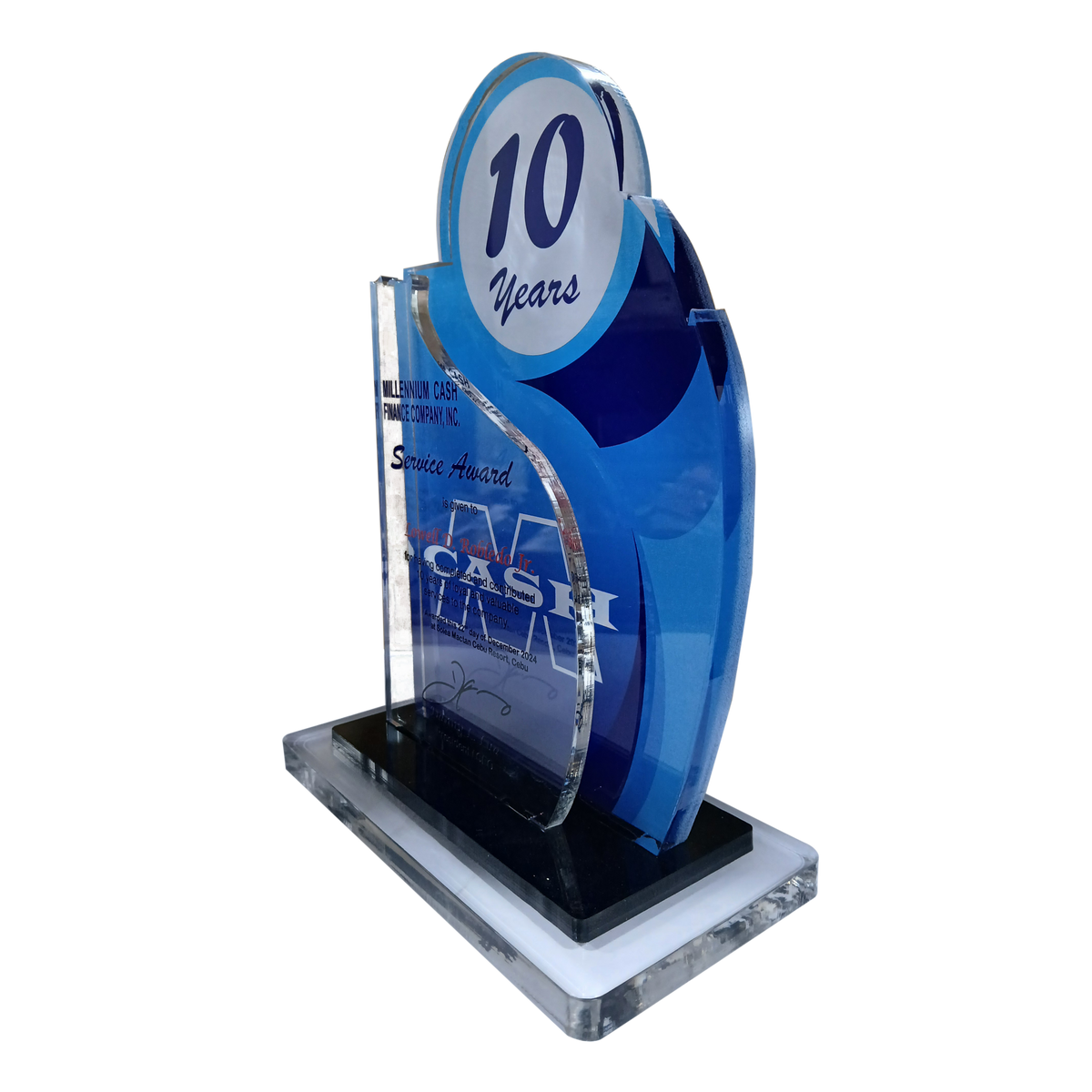 Millennium Cash Finance Company, Inc. Plaque - 10 Years Service Award ...