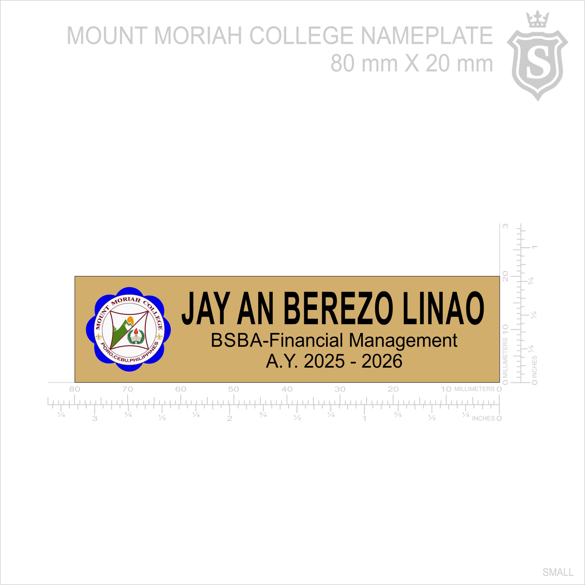 Mount Moriah College Nameplate- BSBA-Financial Management – Suarez Arts