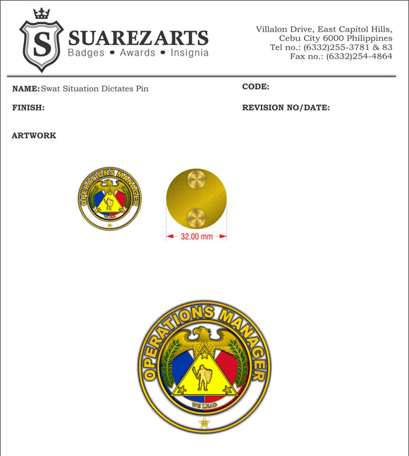 Operations Manager Pin – Suarez Arts