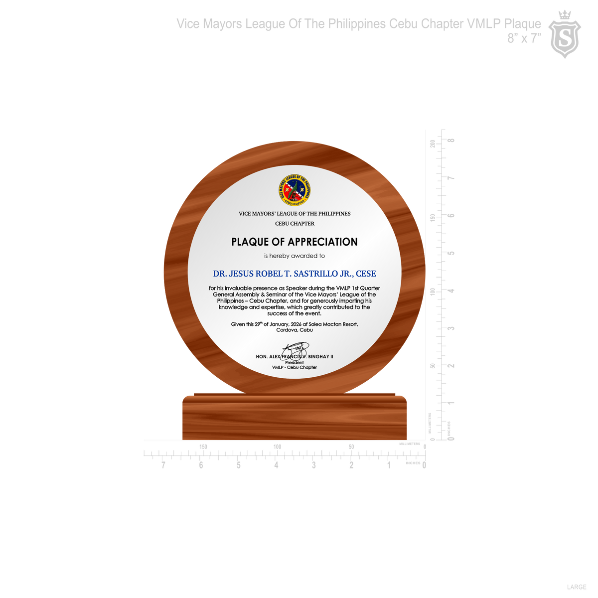 Vice Mayors League of the Philippines Plaque - Cebu Chapter – Suarez Arts