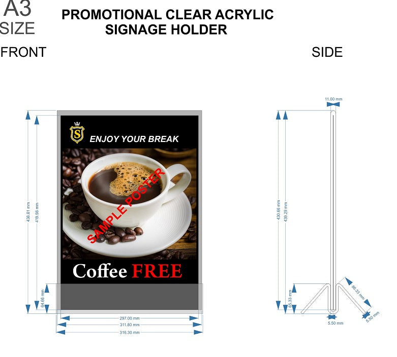 A3 Promotional Clear Acrylic Signage Holder – Suarez Arts