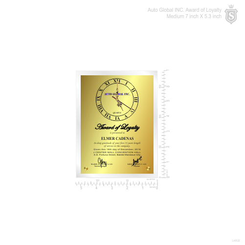 Auto Global INC. Plaque of Loyalty – Suarez Arts
