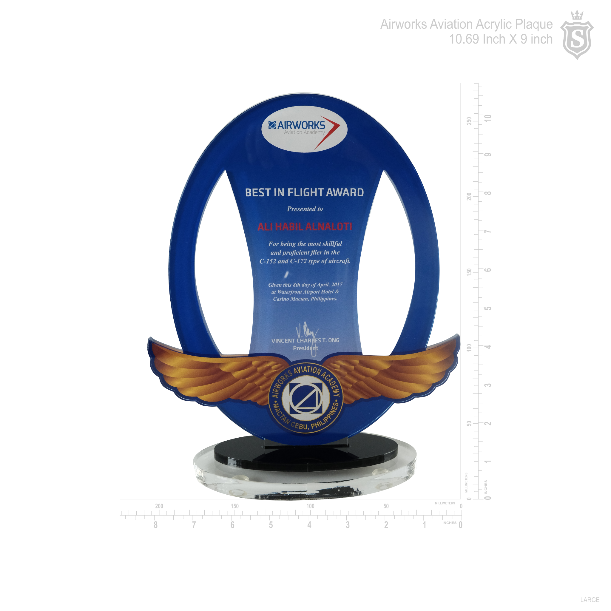 Airworks Aviation Acrylic Plaque - Best in Flight Award – Suarez Arts