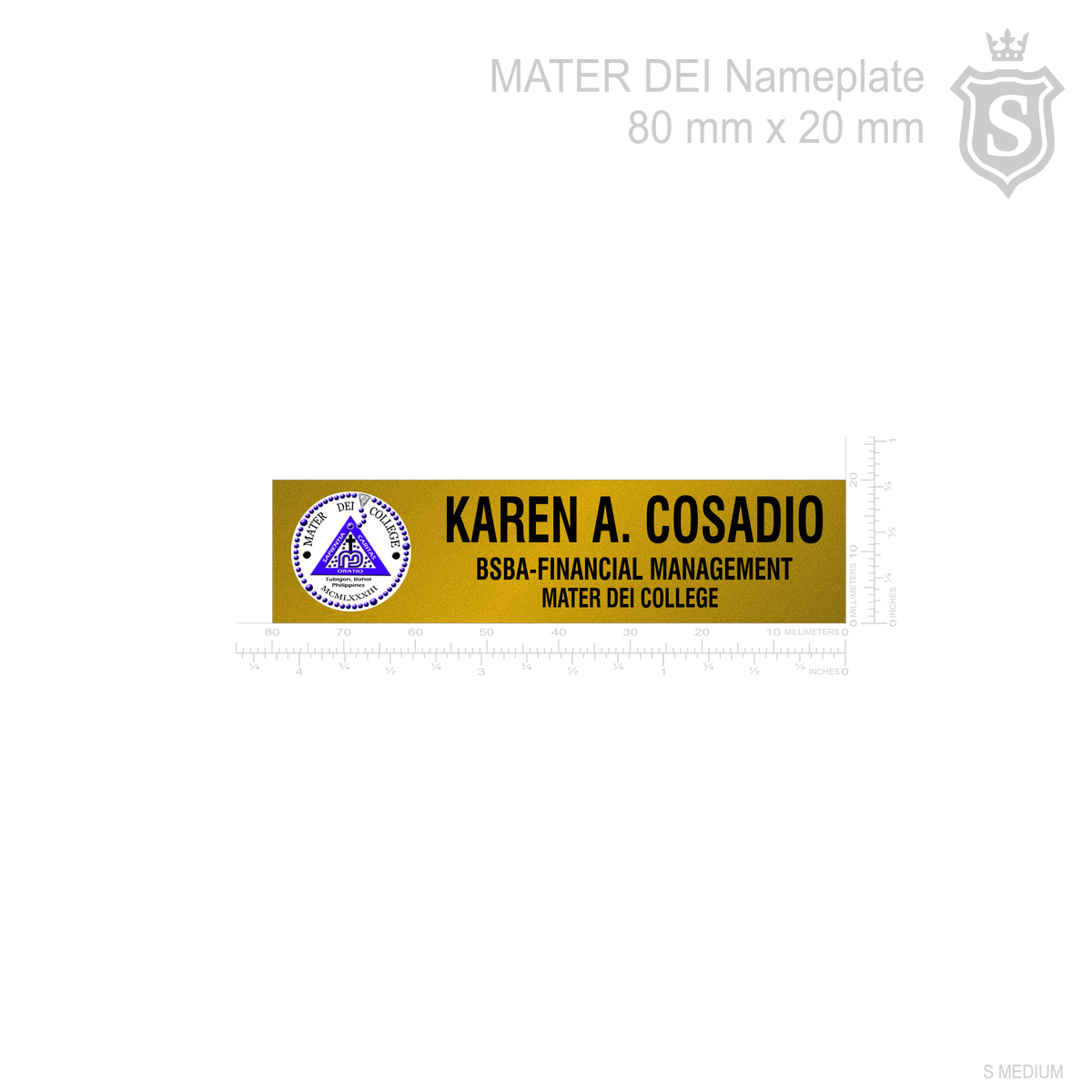 Mater Dei College Nameplate - BSBA Financial Management – Suarez Arts
