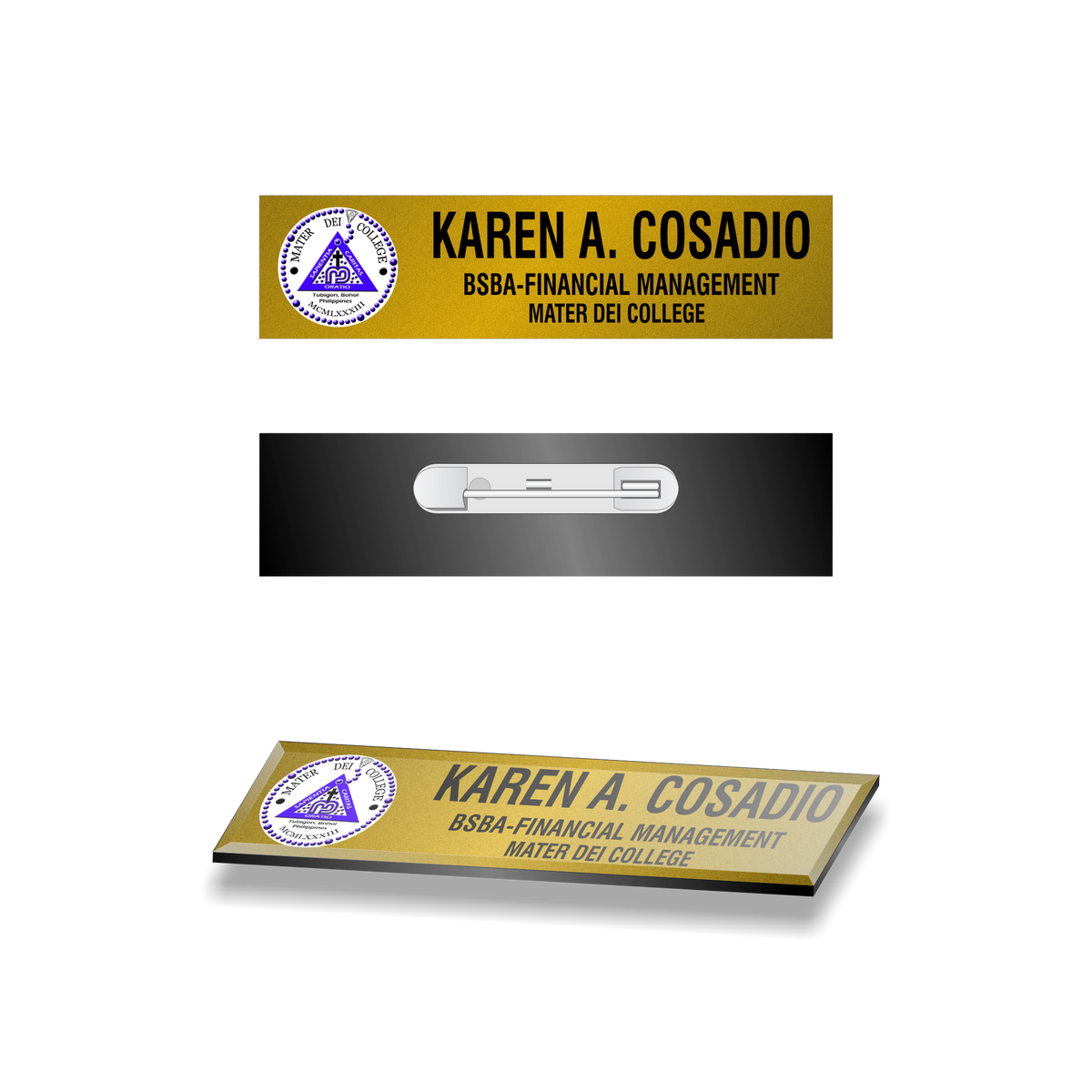 Mater Dei College Nameplate - BSBA Financial Management – Suarez Arts