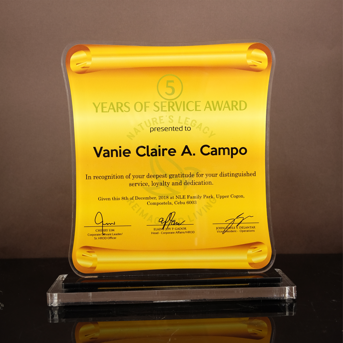 Natures Legacy Double Base Service Award Plaque – Suarez Arts