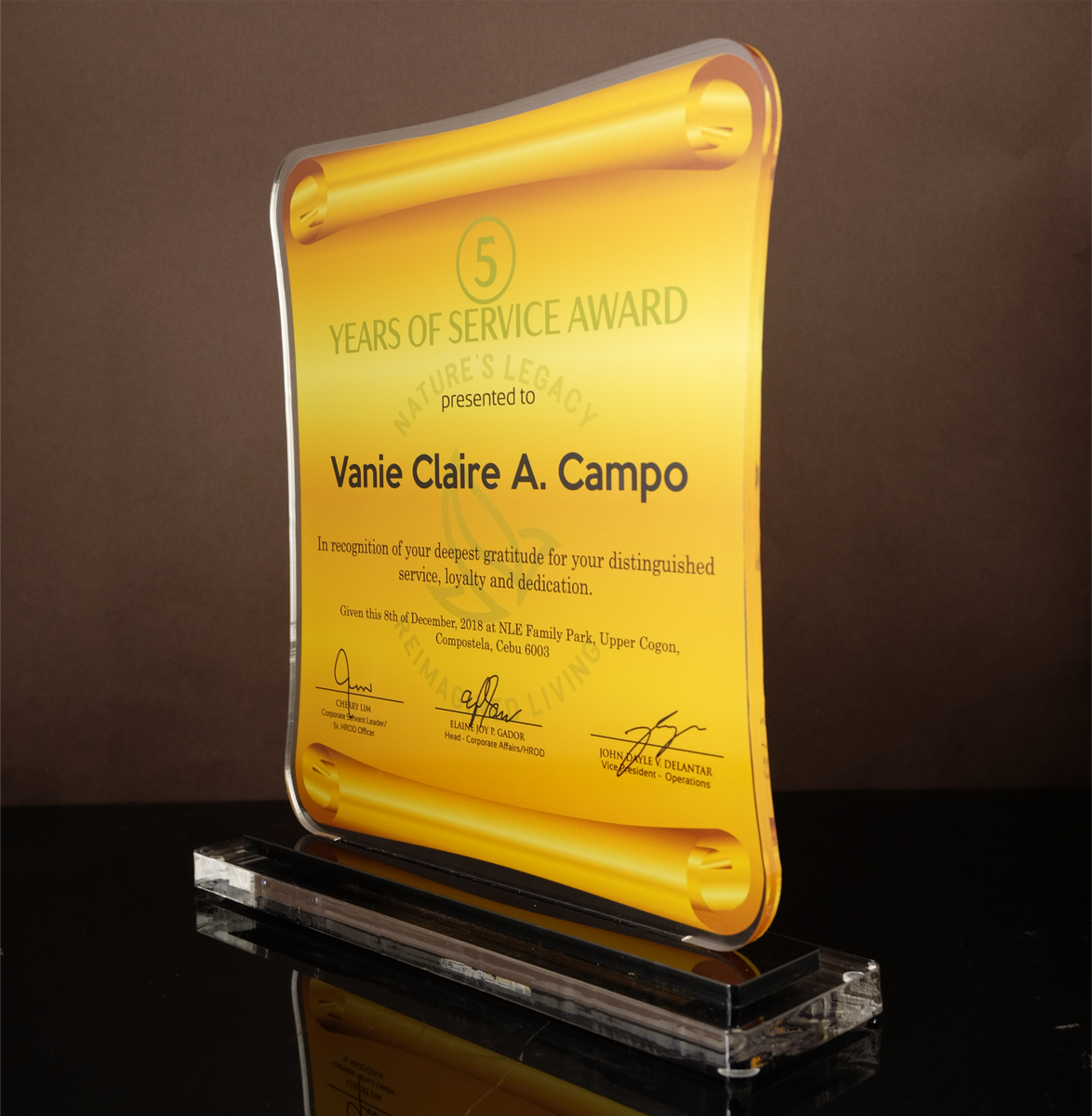 Natures Legacy Double Base Service Award Plaque – Suarez Arts