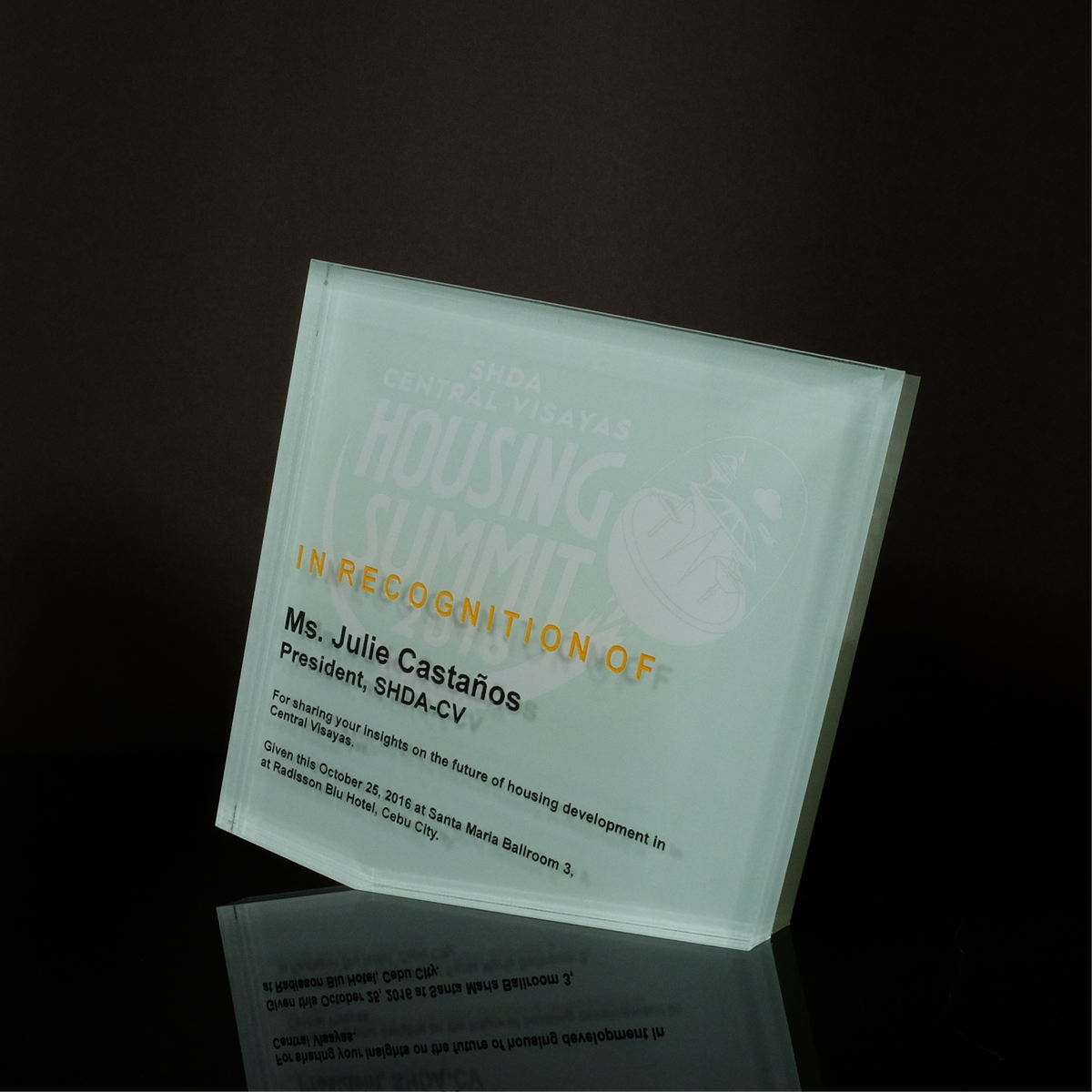 SHDA Central Visayas Housing Summit Plaque of Recognition 6 inch (Quic ...