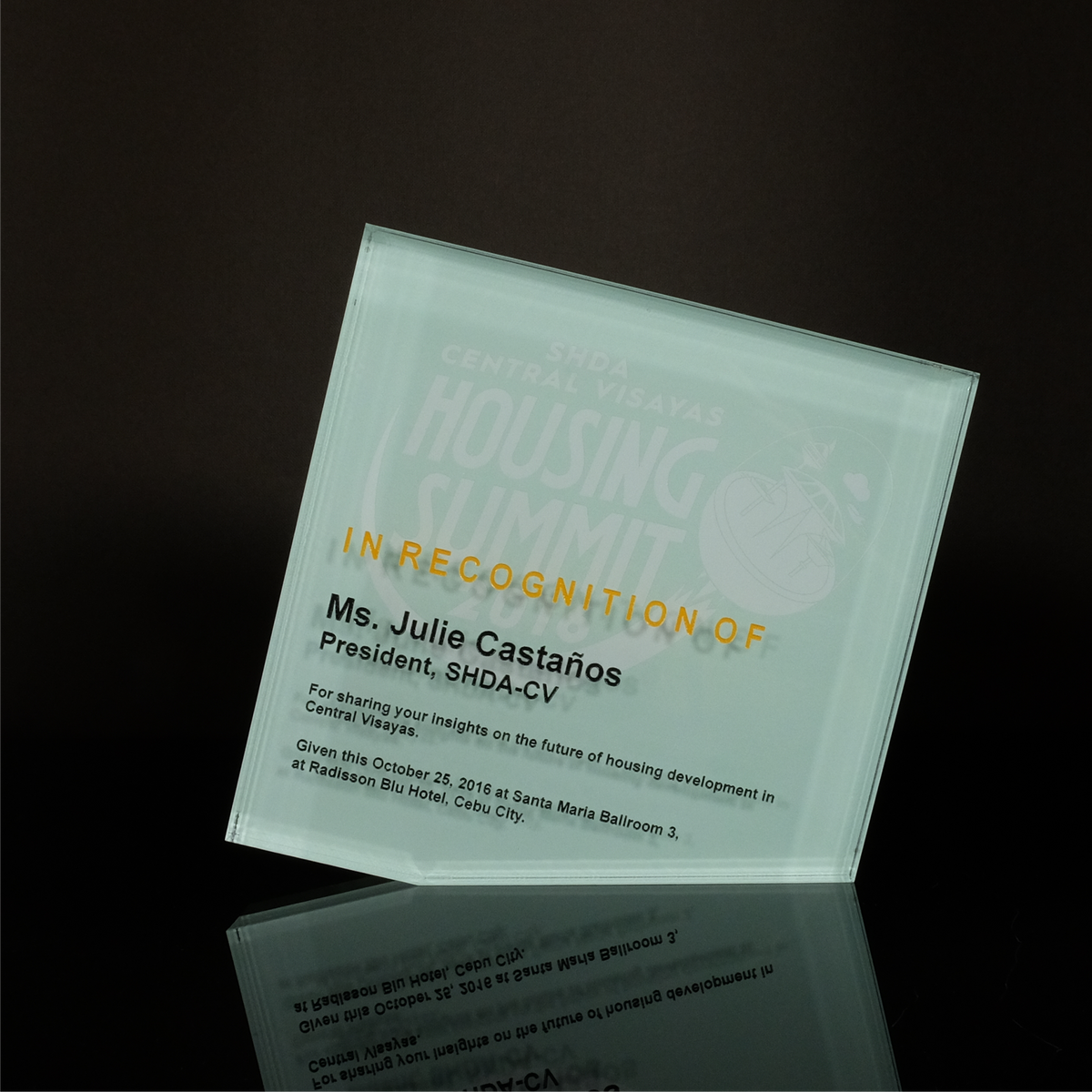SHDA Central Visayas Housing Summit Plaque of Recognition 6 inch (Quic ...