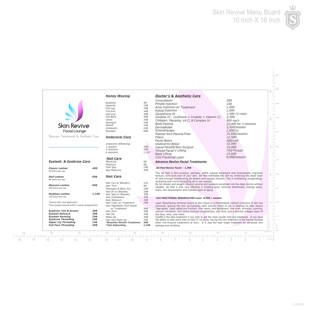 Skin Revive Menu Board – Suarez Arts