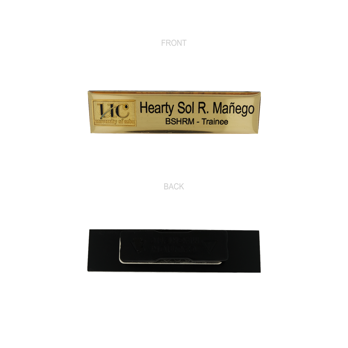 University of Cebu (UC) Trainee Nameplate - BSHRM – Suarez Arts
